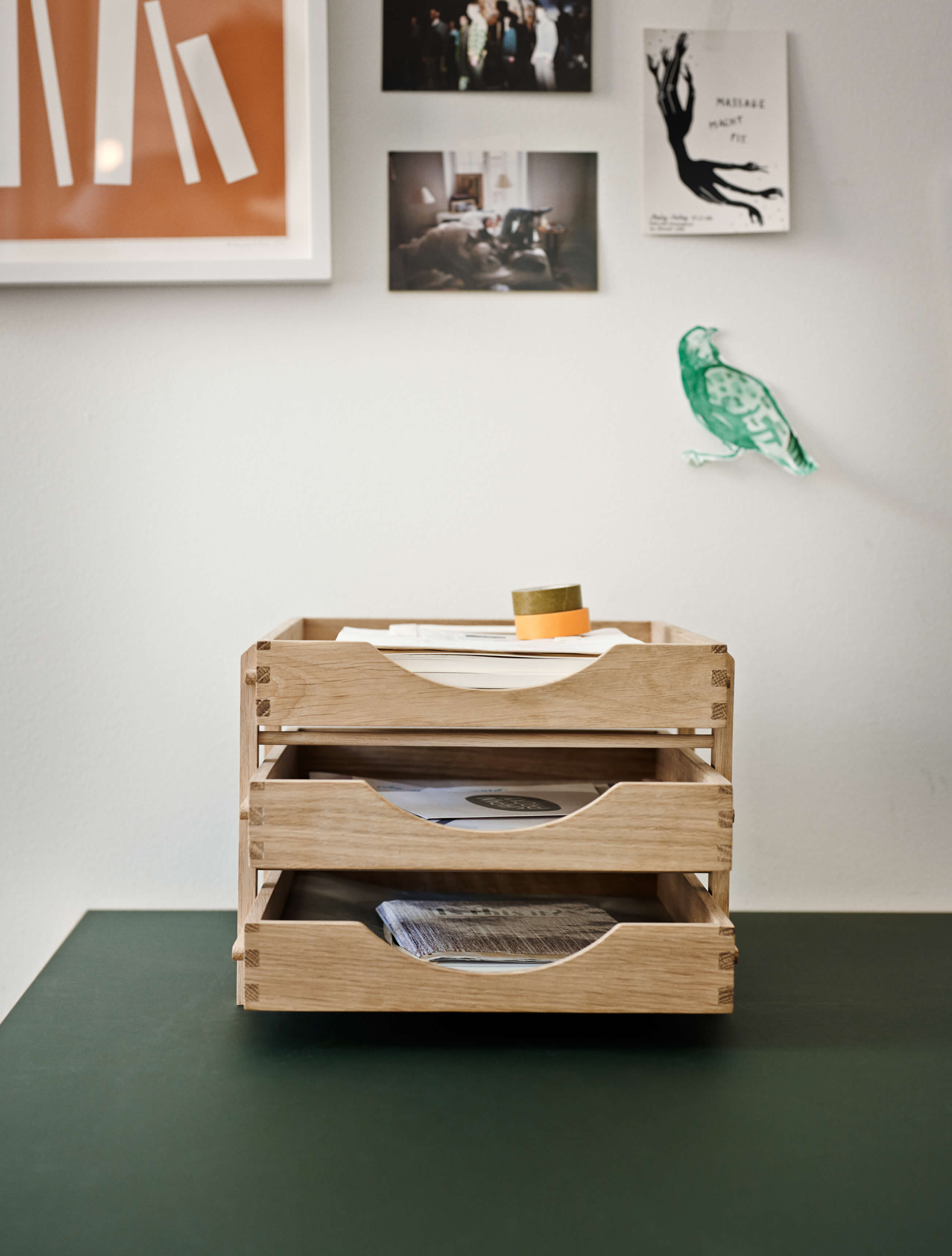 Oak letter tray store